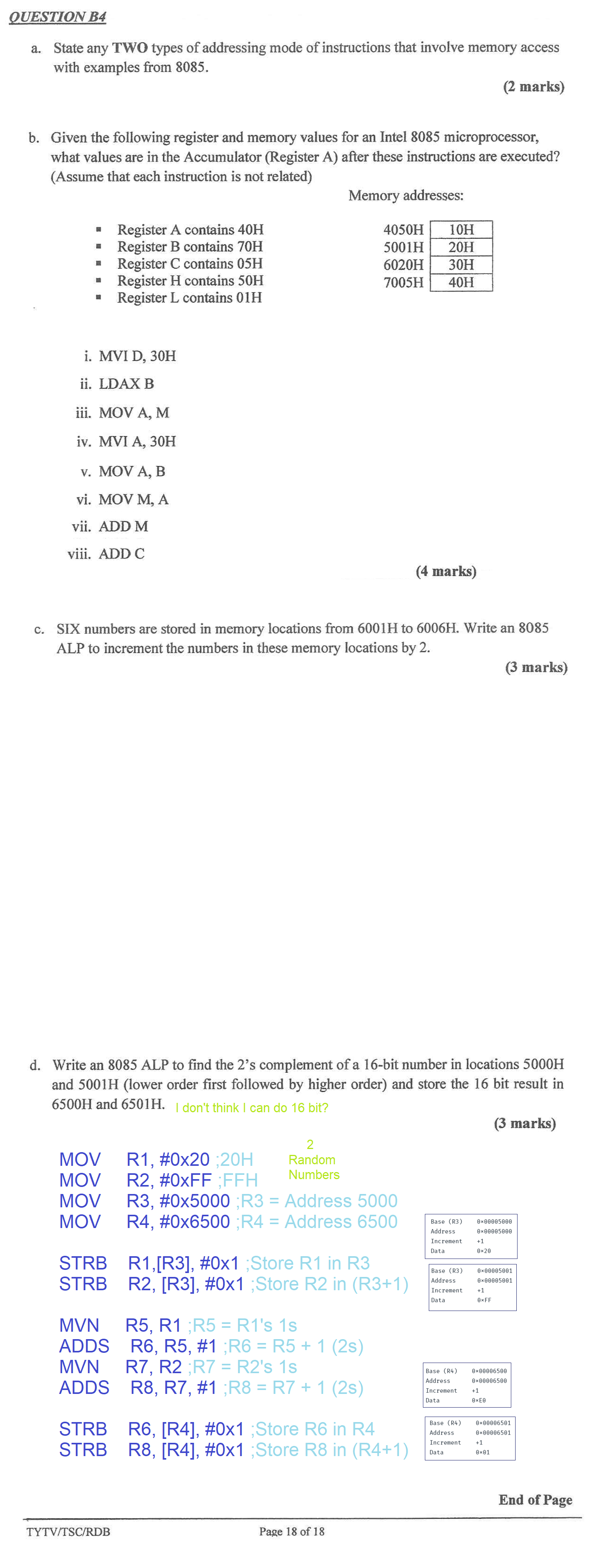 Exam questions - TSN 1101